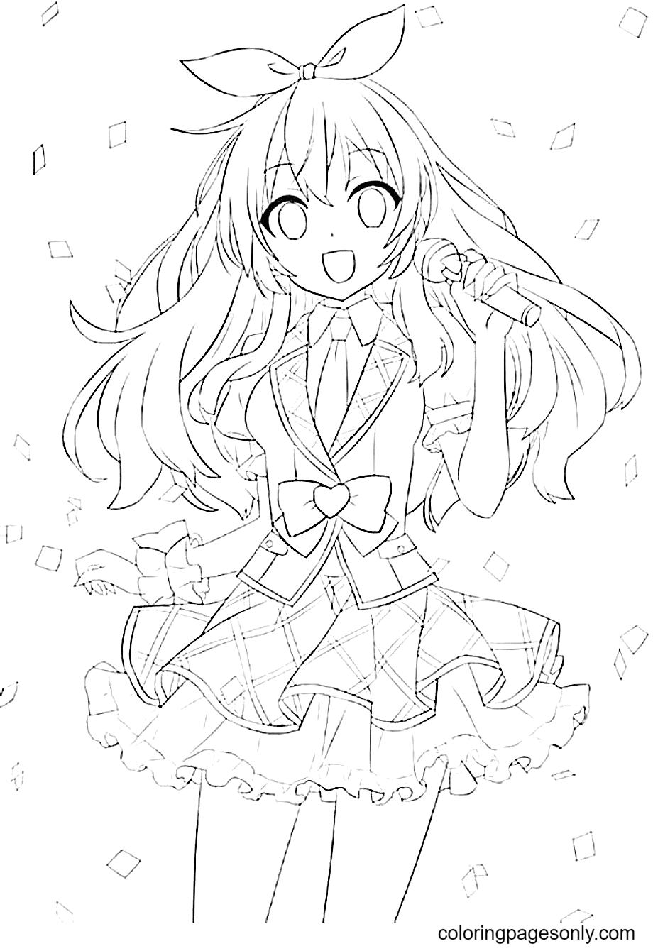 Long Hair Anime Girl Coloring Pages Printable For Free Download